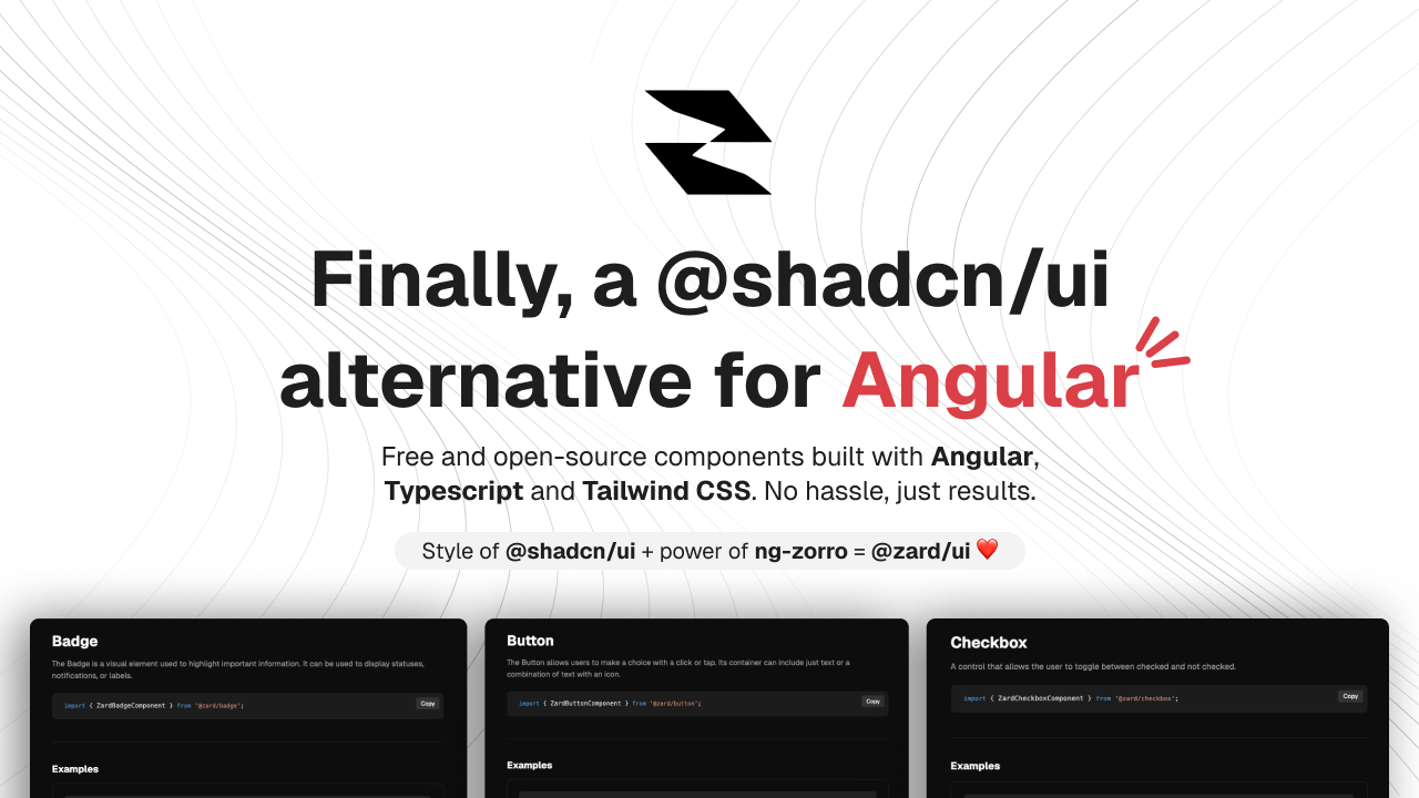 Zard UI - The @shadcn/ui Alternative for Angular